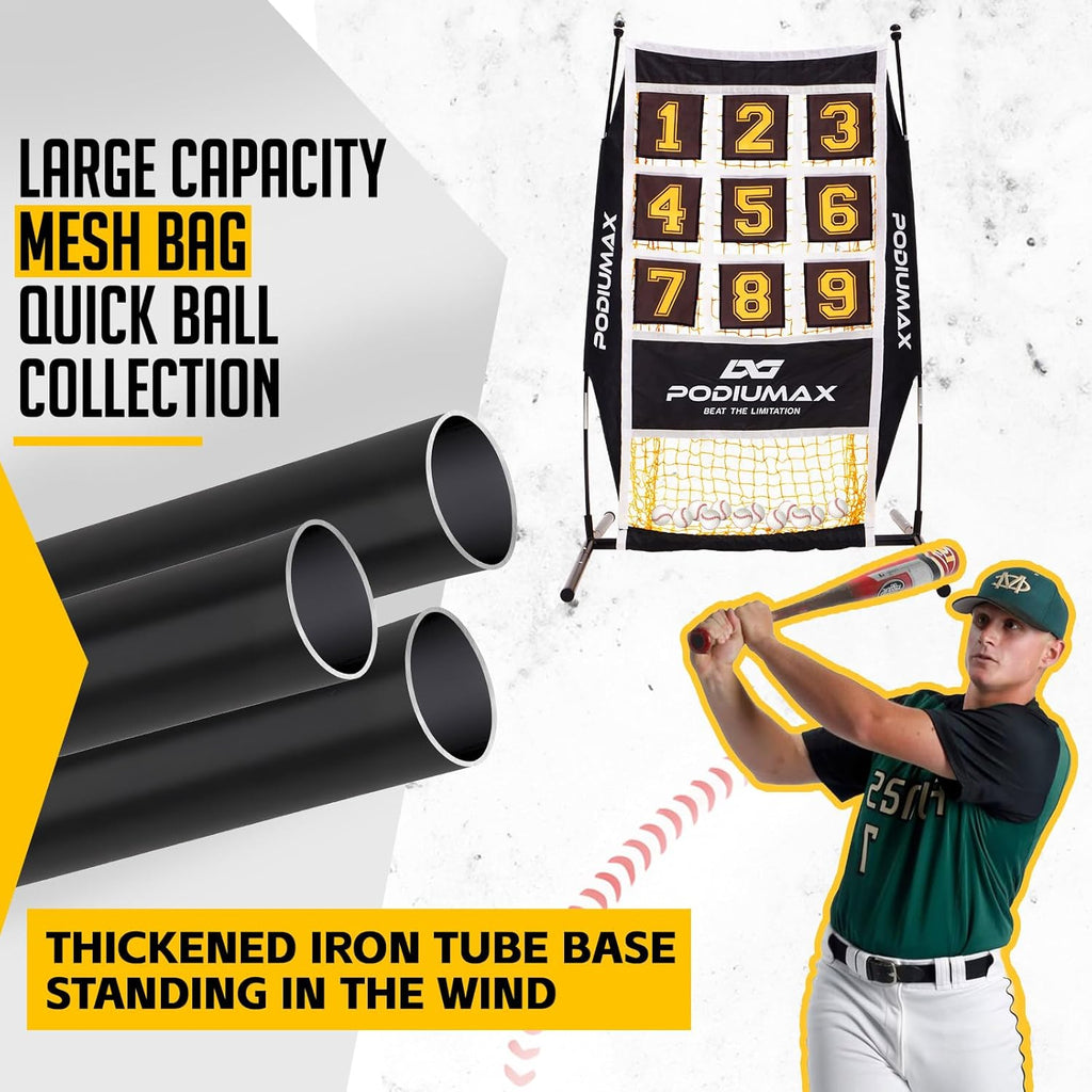 PodiuMax Baseball & Softball Pitching Net, 9 Hole Target Net with Stri ...